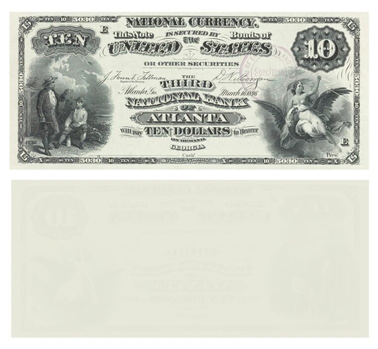 10 долларов 1896 Atlanta, Джорджия США, серия E, сувенирная копия, банкноты и купюры редкие коллекционные