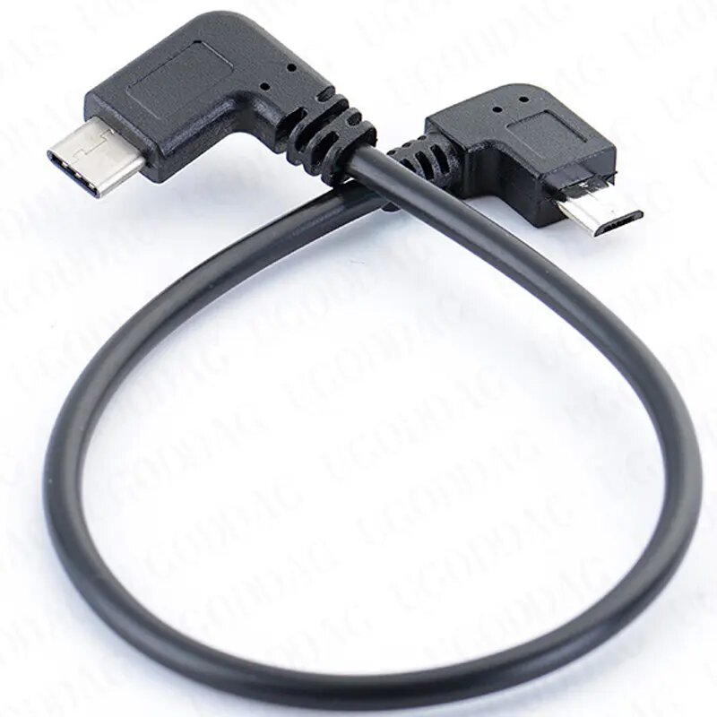 UGODDAG Кабель USB-C на Micro USB черный 30 см Elbow Head
