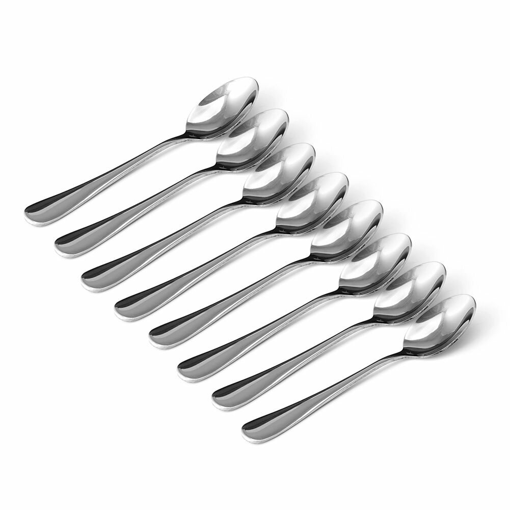 Стальные кофейные ложки 8 шт, Серебро