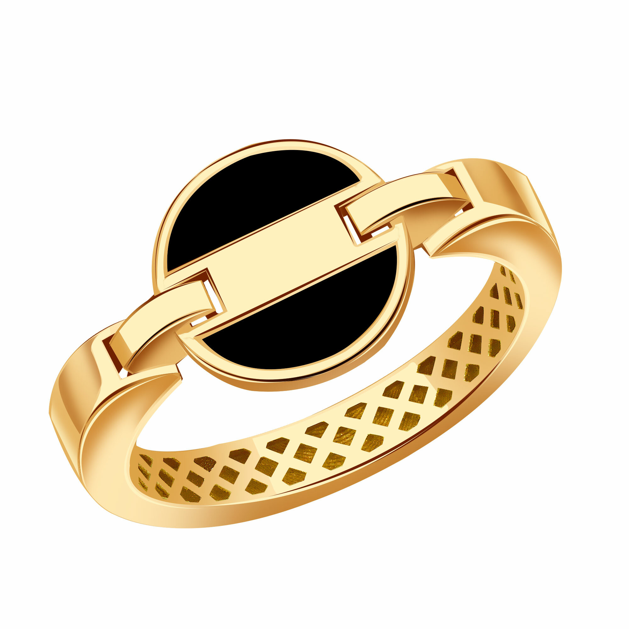 Кольцо, красное золото, 585 проба, оникс