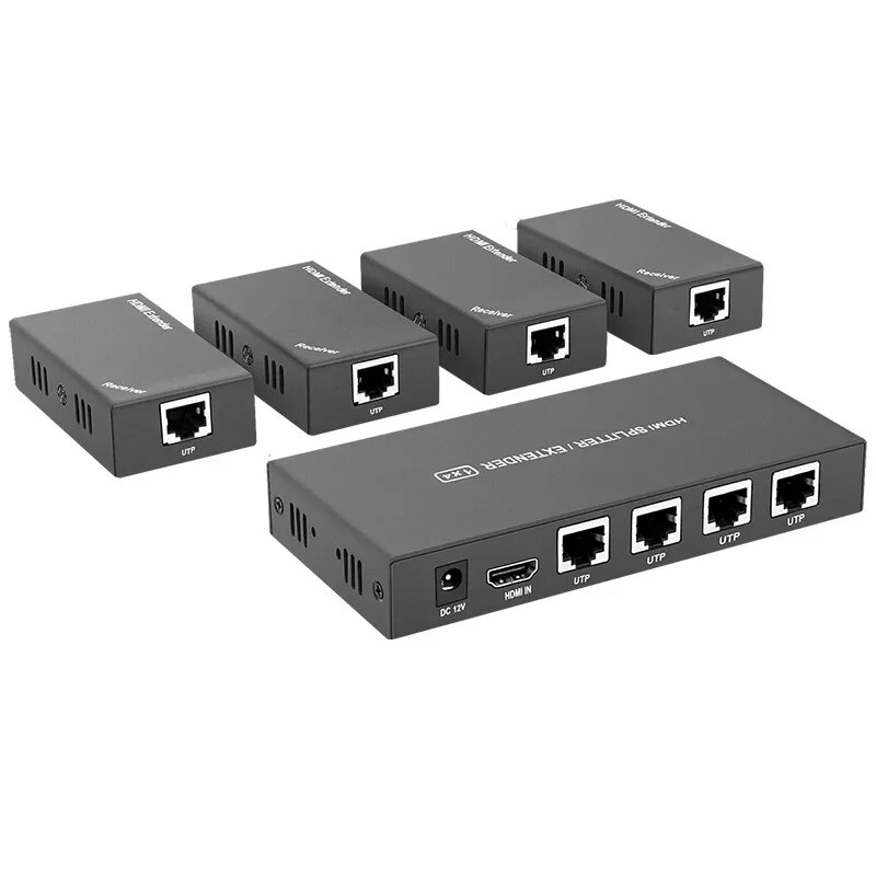 Hoom HDMI Extender Splitter 1080P 60м AS SHOWS 1TX-4RX-60M, EU PLUG