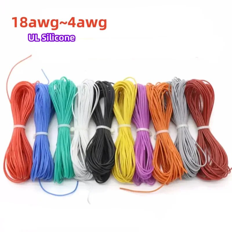 Многоцветные силиконовые провода 1 м, луженая медная проволока 4AWG - 18AWG 14awg(1metre), Blue