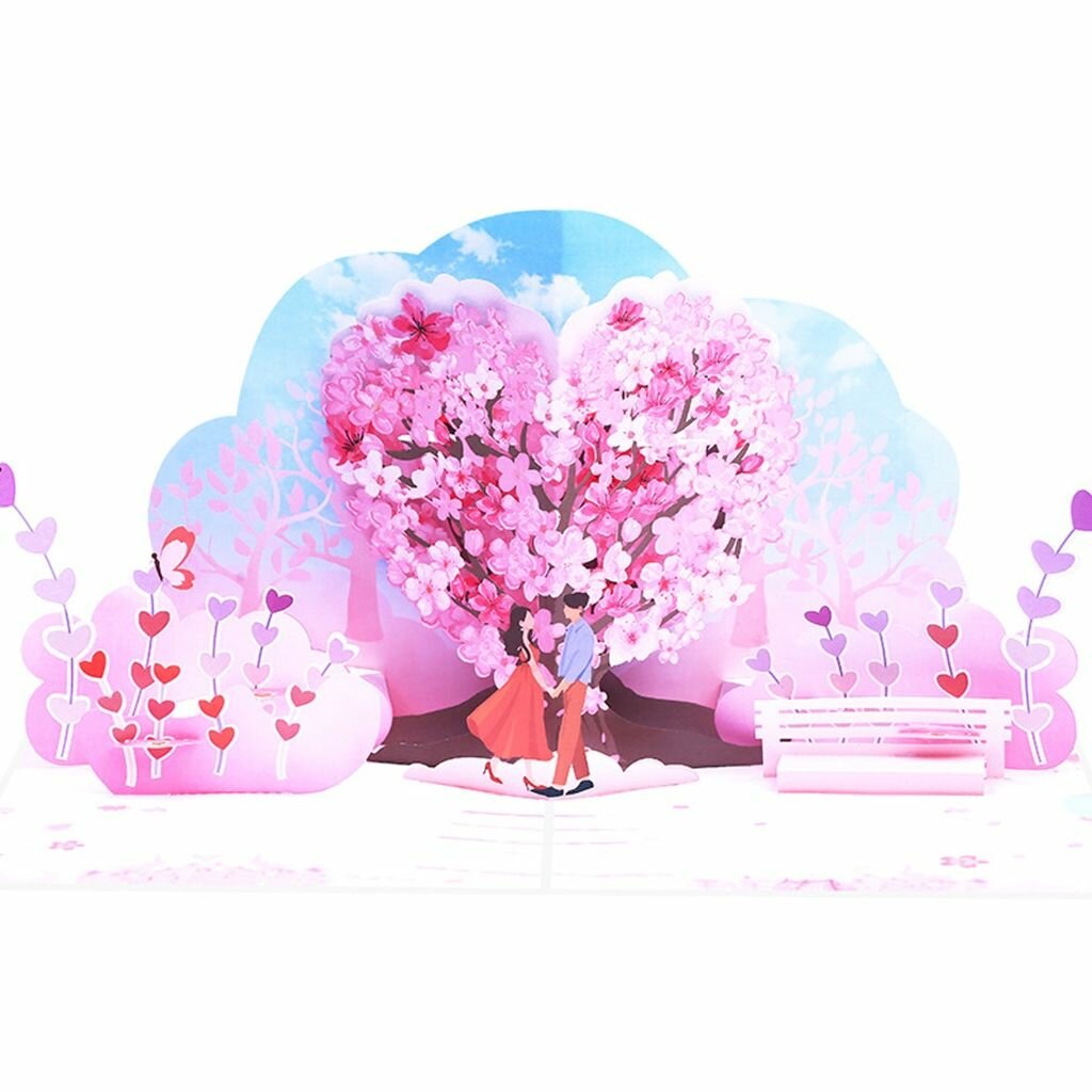 3D -цветок и пара карт с конвертом на день рождения