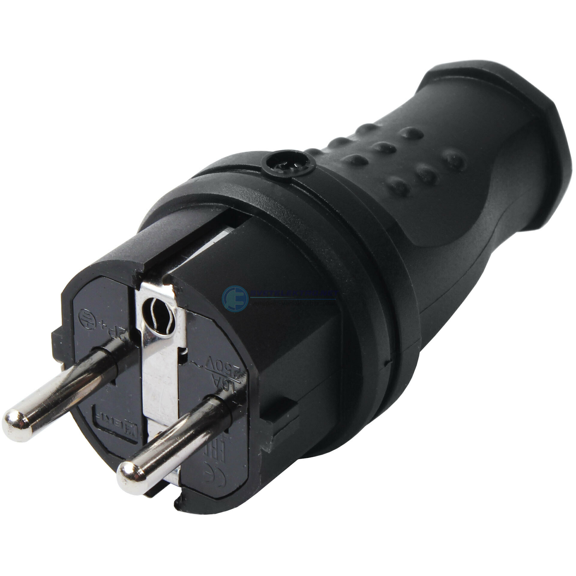 Вилка с/з прямая каучук 2P+E 16А 250В IP44 19883/38229/1199091