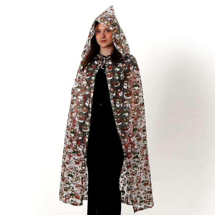 Карнавальный плащ детский Снеговики , органза, длина 85 см