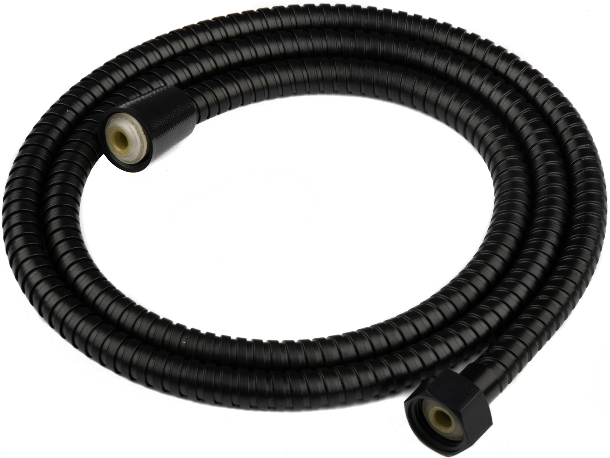 Шланг для душа черный, в металлический оплетке "Рыжий Кот", 150 см, 1/2" - 1/2"