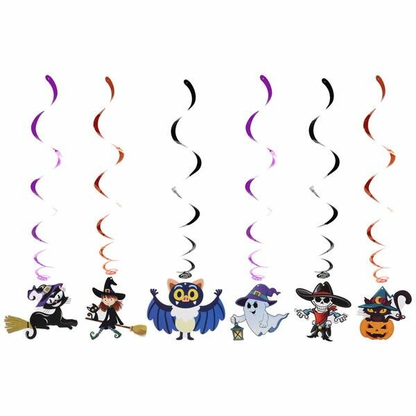 Гирлянда бумажная Серпантин Украшение "Сказочный Хеллоуин" черно-оранжевая