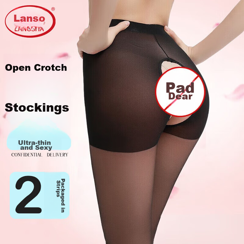 Langsha Silk Stockings, Sexy Sheer Stockings, Women's Pantyhose, One Size Fits All, Black, 2 Pairs