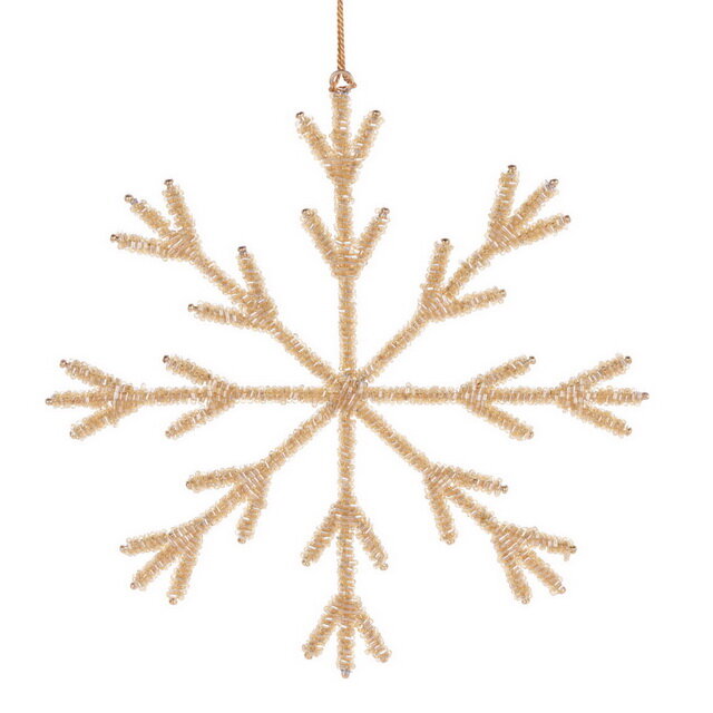 Елочная игрушка из бисера Снежинка Арагона 21 см, золотая, подвеска, Koopman, A72100020-2