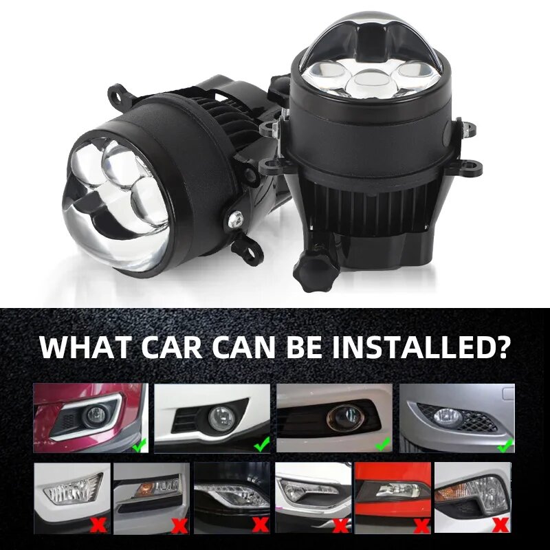 Автомобильные Bi-LED лазерные противотуманные фары 3.0 дюйма H8 H9 H11, белые противотуманные лампы, линзованные автофары с линзовой оптикой для Nissan Opel Fiat