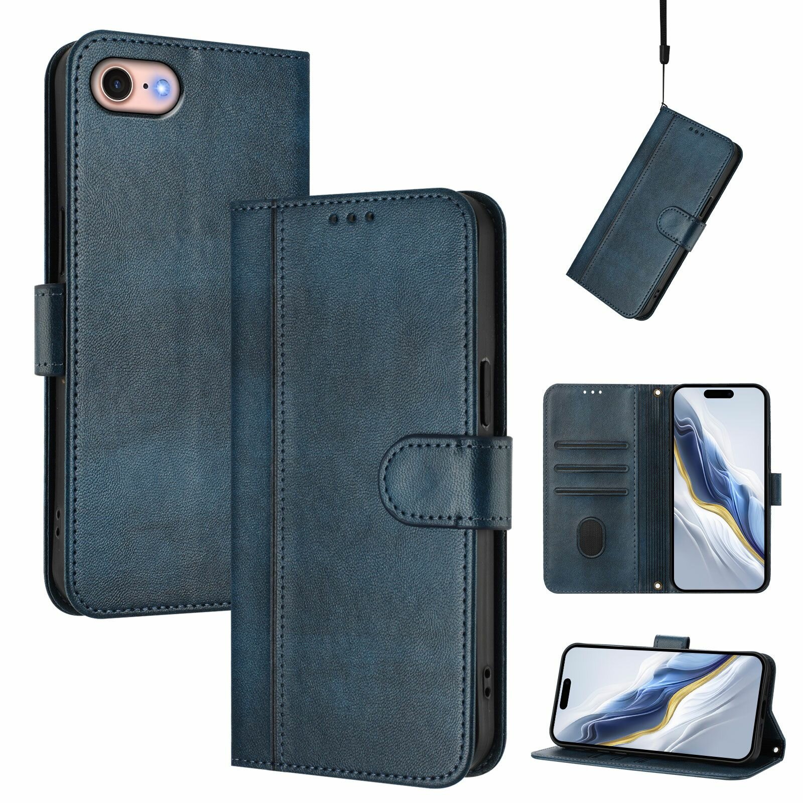 Модный кожаный чехол для Apple iPhone 6 7 8 SE2 2020 SE3 2022/Айфон 6 7 8 СЕ 2020 (СЕ2), СЕ 2022(СЕ3) защитный чехол-кошелек для телефона, чехол-книжка с держателем для карт с магнитной застежкой.