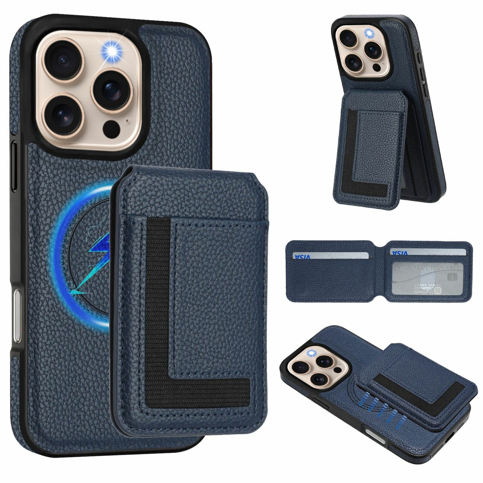 Кожаный чехол для Apple iPhone 12/ iPhone 12 Pro (Айфон 12/ Айфон 12 Про) со съемным держателем для карт 2-в-1, Поддержка беспроводной зарядки