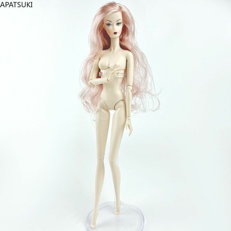 Розовые волнистые волосы 11,5" голова куклы + обнаженное тело для 1/6 куклы -jua