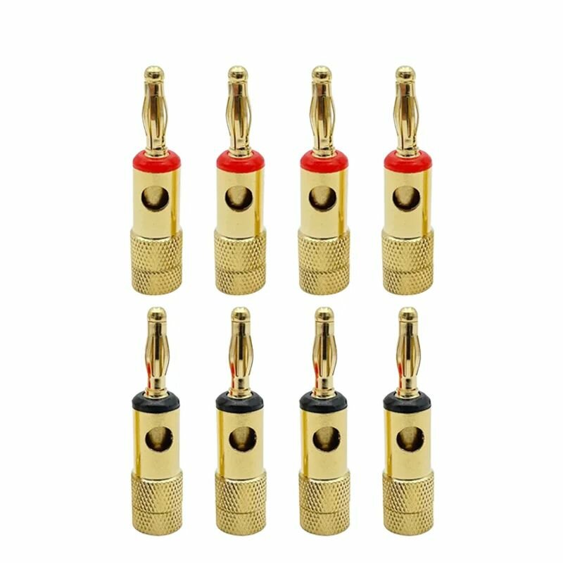 8 шт. разъем типа «банан» для подключения акустической системы, адаптер для подключения аудиоразъемов типа «банан» для усилителей акустических проводов, позолоченная медь