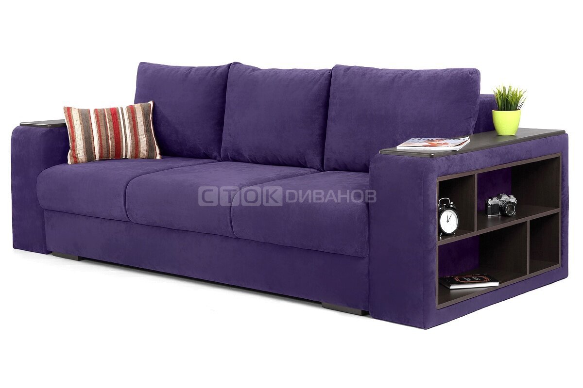 Диван Сток Диванов Манчестер Plum фиолетовый 255 см, механизм еврокнижка, велюр антикоготь