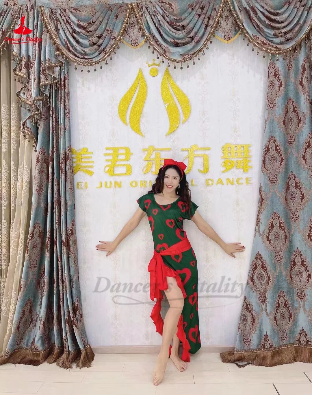 Танцевальный костюм для belly dance Dancer's Vitality, хлопок, ацетат, взрослые, дети L, Темно-зеленый, темно-зеленый