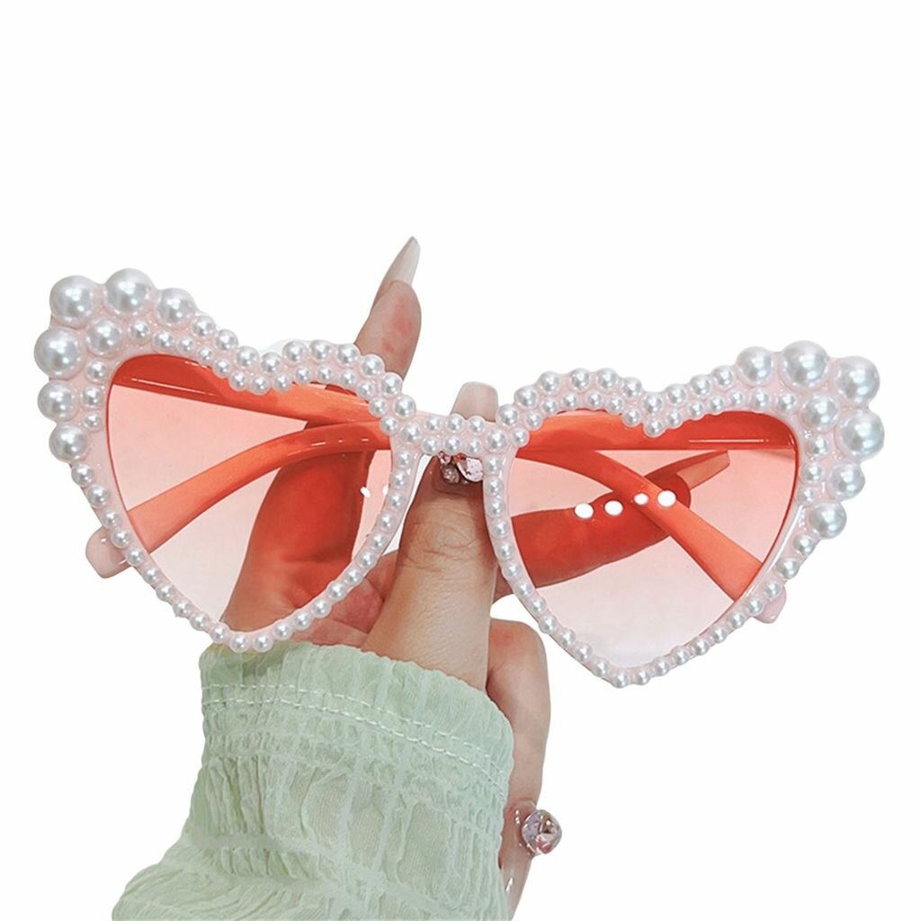 Уникальные солнцезащитные очки в форме сердца с жемчужинами