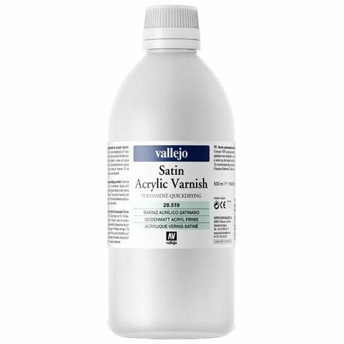 Лак сатиновый акриловый 28519 Varnish - Satin Varnish 500 ml. Vallejo 28519