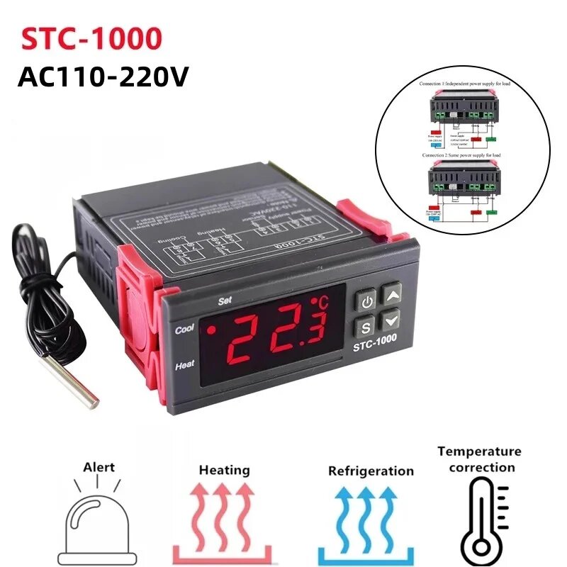 Терморегулятор STC-1000, 110-220V для нагрева/охлаждения