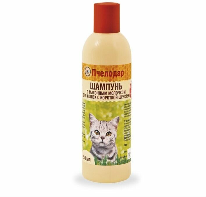 Пчелодар Pchelodar Professional Шампунь с маточным молочком для короткошерстных кошек 250мл