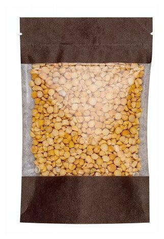 Пакет дой-пак 120x185(+30)мм, крафт (коричневый), с окном, 50шт