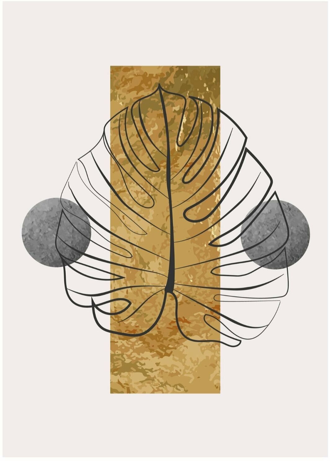 Постер / Плакат / Картина Пальмовый Серый Лист 50х70 см в подарочном тубусе