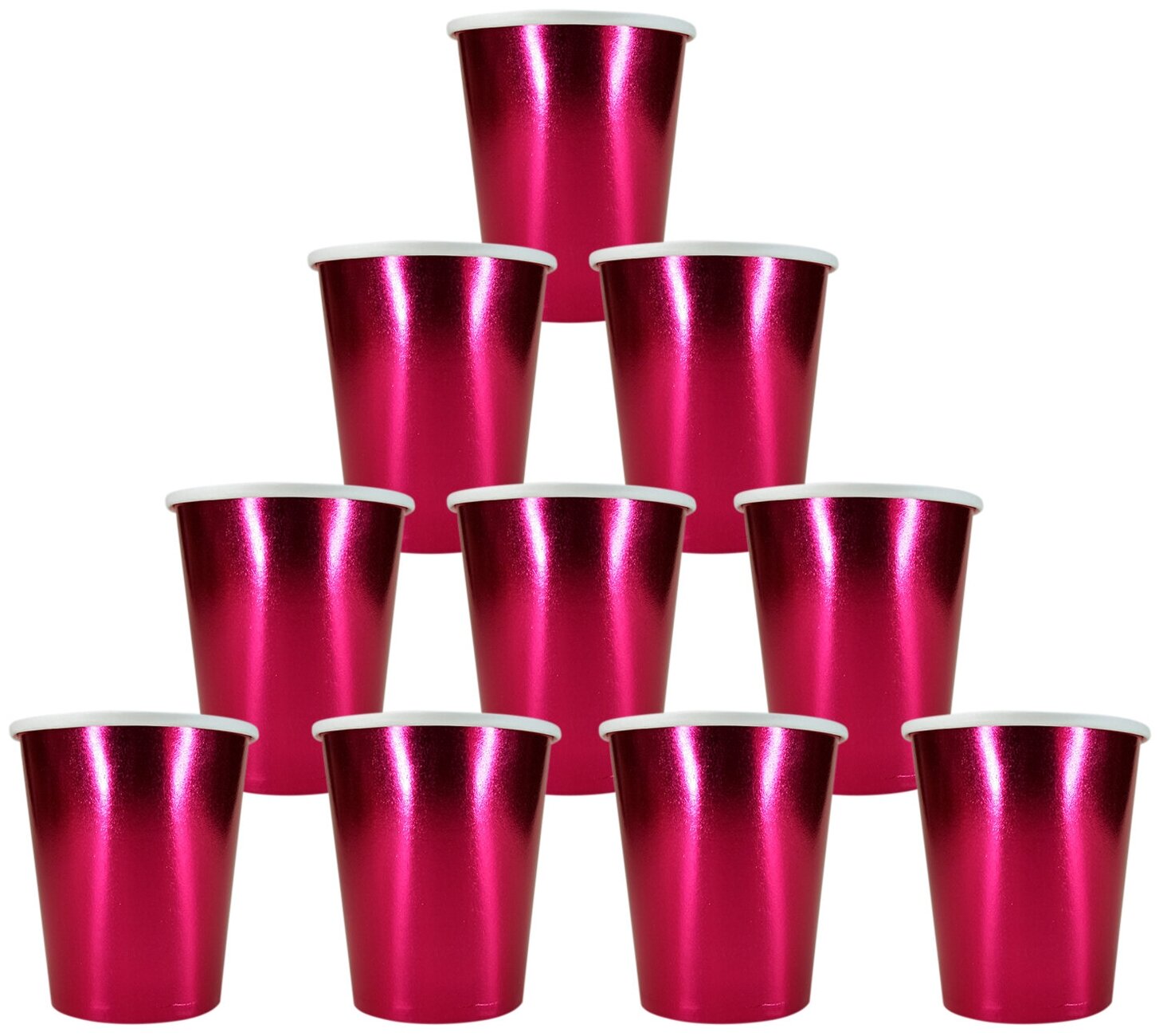 Набор одноразовых праздничных стаканов Сирень, 10 штук, из картона, сиреневый, размер стакана 9,8х5х8 см