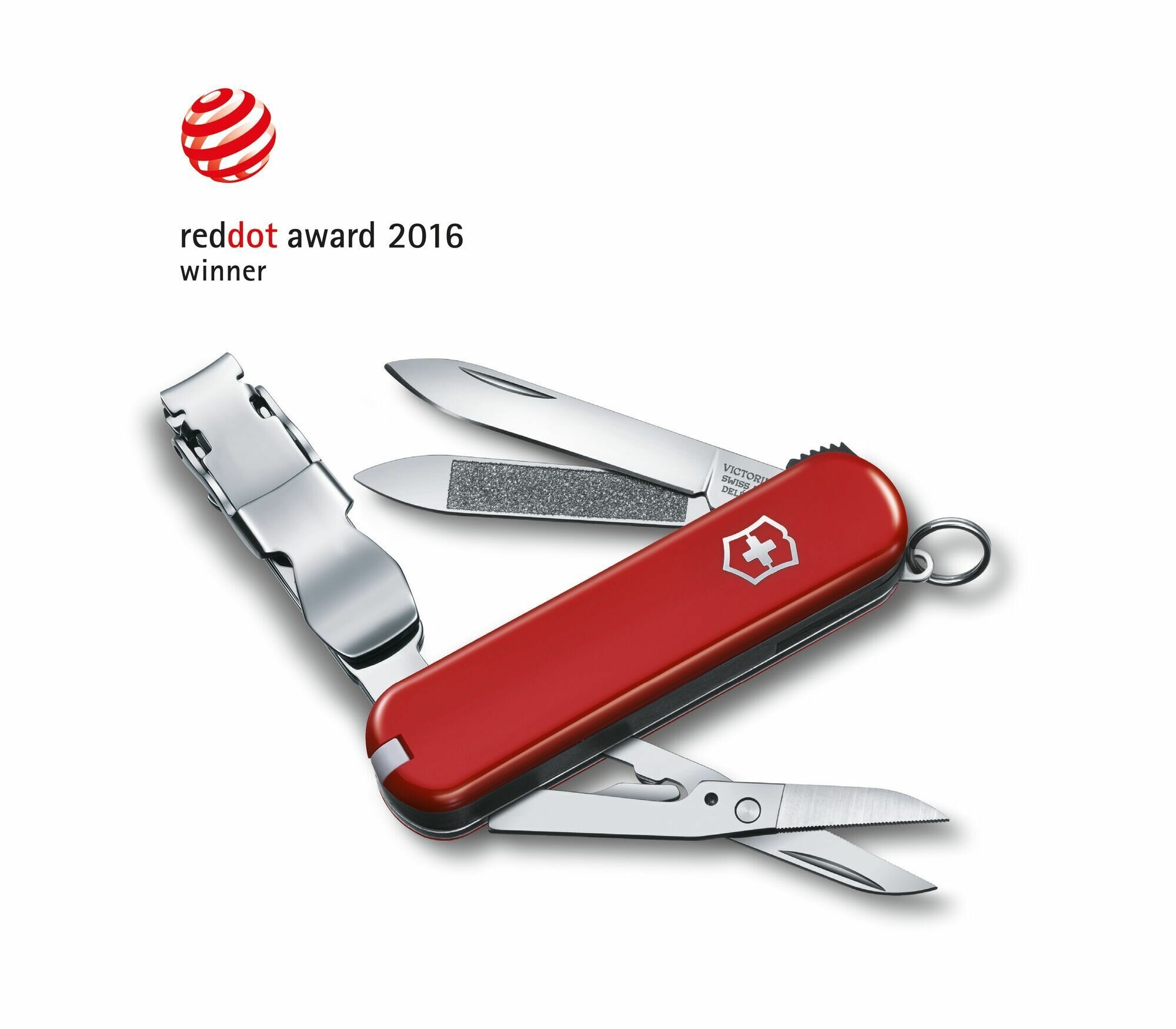 Нож VICTORINOX Nail Clip 580 многофункциональный, 8 функций, 65 мм, красный