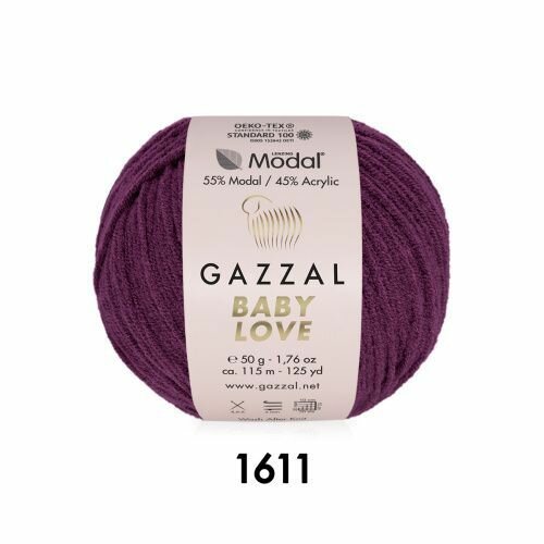 Пряжа Беби Лав Газал, Baby Love Gazzal (1611), 50 г, 115 м, 55% модал, 45% акрил (2 шт.)