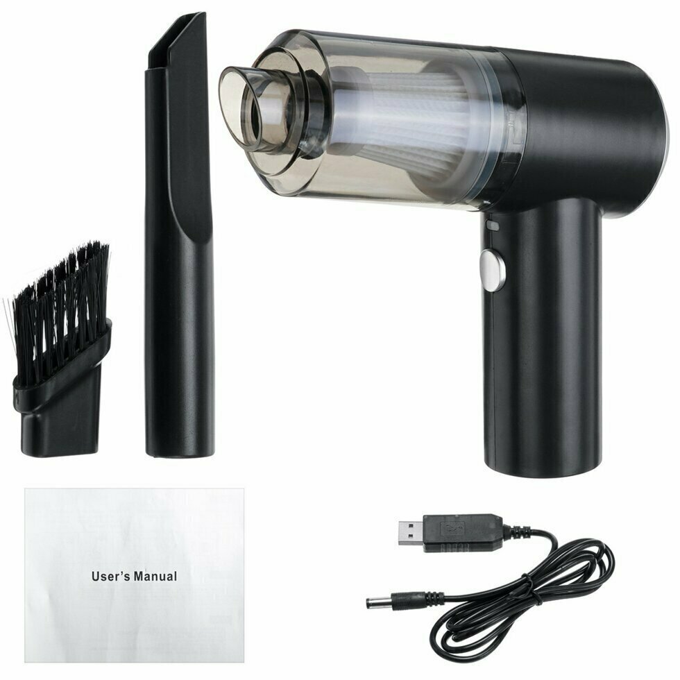 Вакуумный беспроводной мини пылесос 2 в 1 с подсветкой для автомобиля и дома / Vacuum Cleaner 2in1, черный