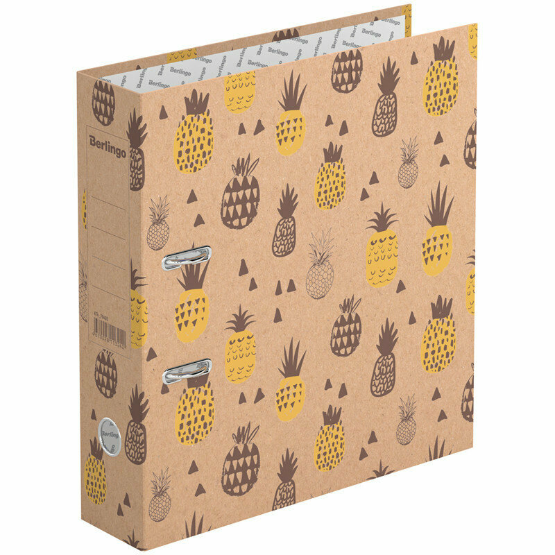 Папка-регистратор Berlingo "Pineapple", 70мм, крафт-бумага, с рисунком, 275426