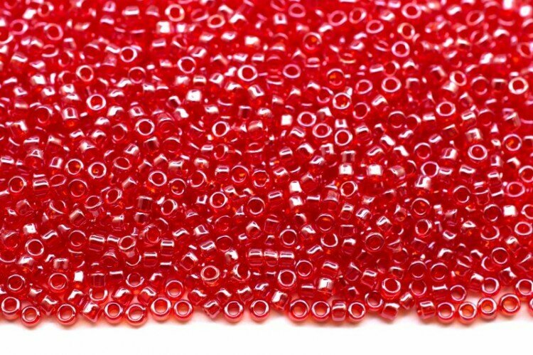 Бисер японский TOHO круглый 15/0 #0109B сиамский рубин, глянцевый прозрачный, 10 грамм