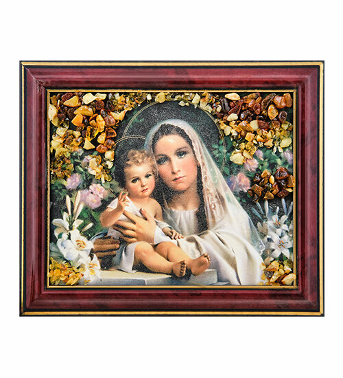 Икона Божией Матери (с янтарной крошкой) L-18см AMB-04/22 113-7012231