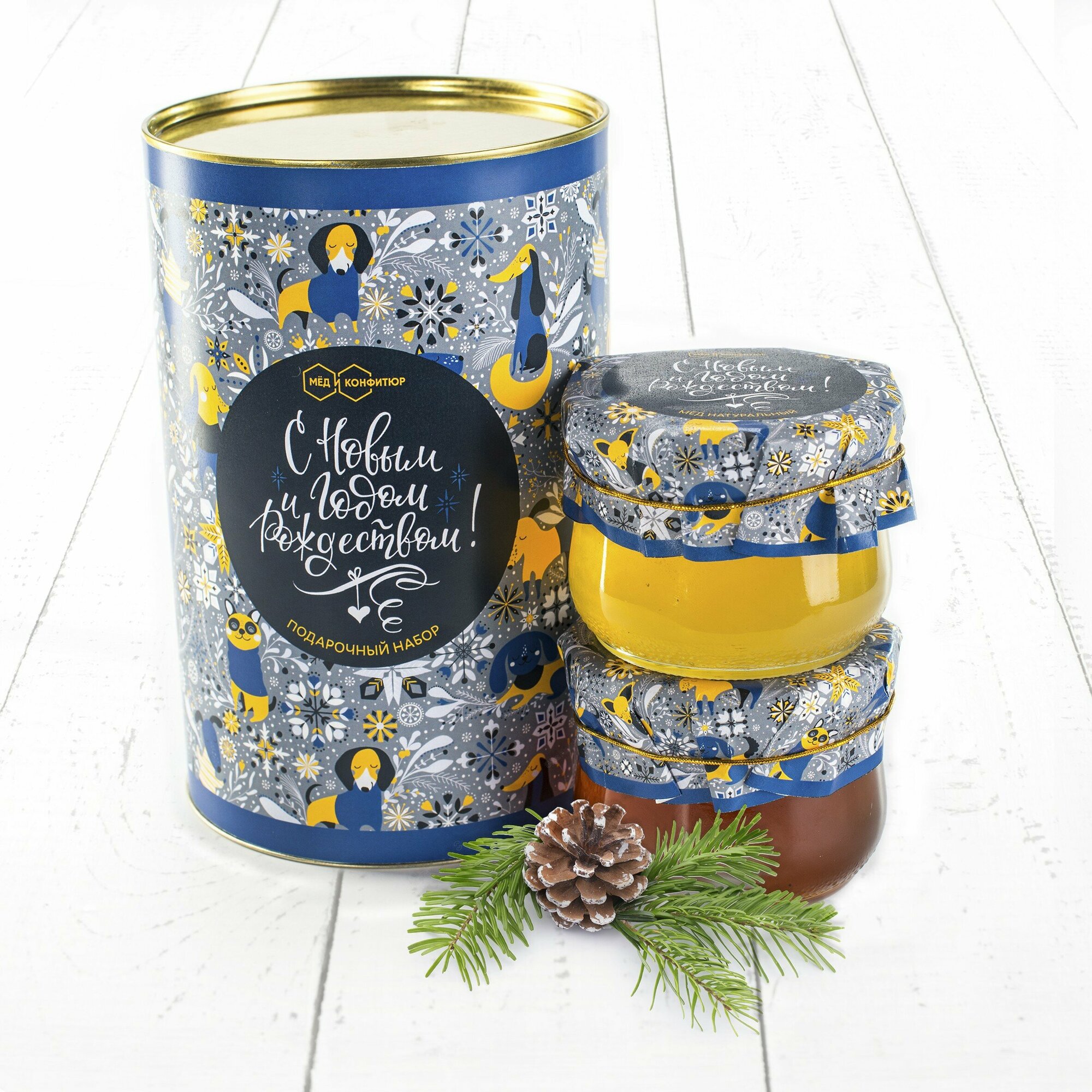 Подарочный Набор "Тубус С Новым Годом и Рождеством липовый и дягилевый мёд"