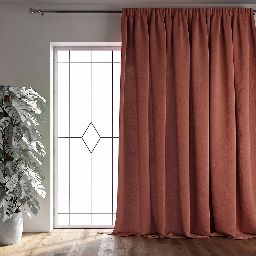 Штора-портьера Блэкаут Лен 200х280 см оранжевая