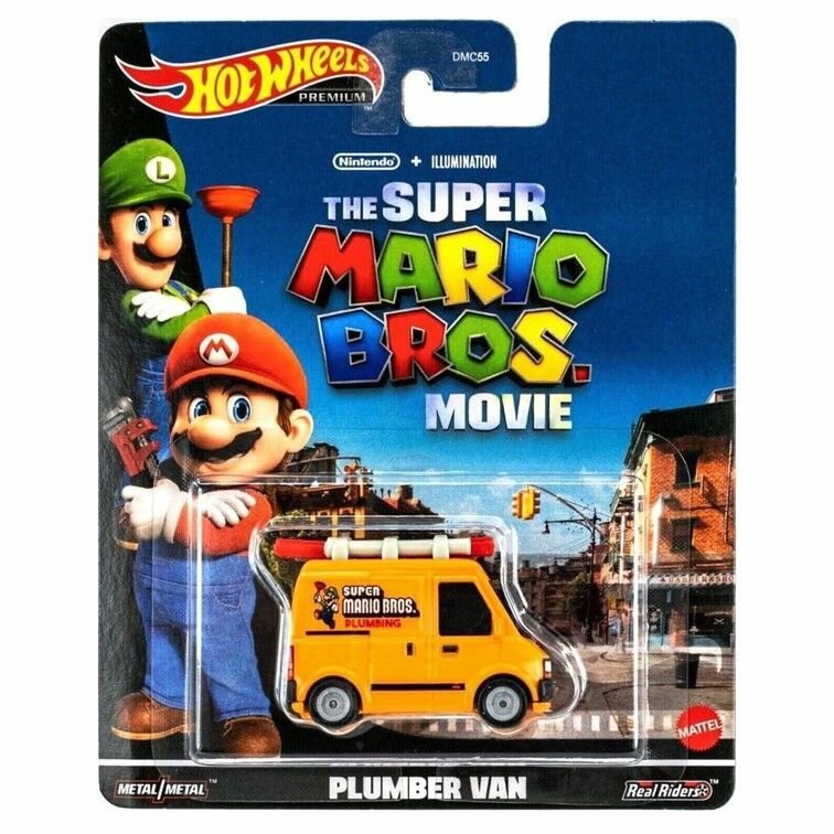 HKC19 Машинка металлическая игрушка Hot Wheels Premium Super Mario коллекционная модель премиальная Plumber VAN