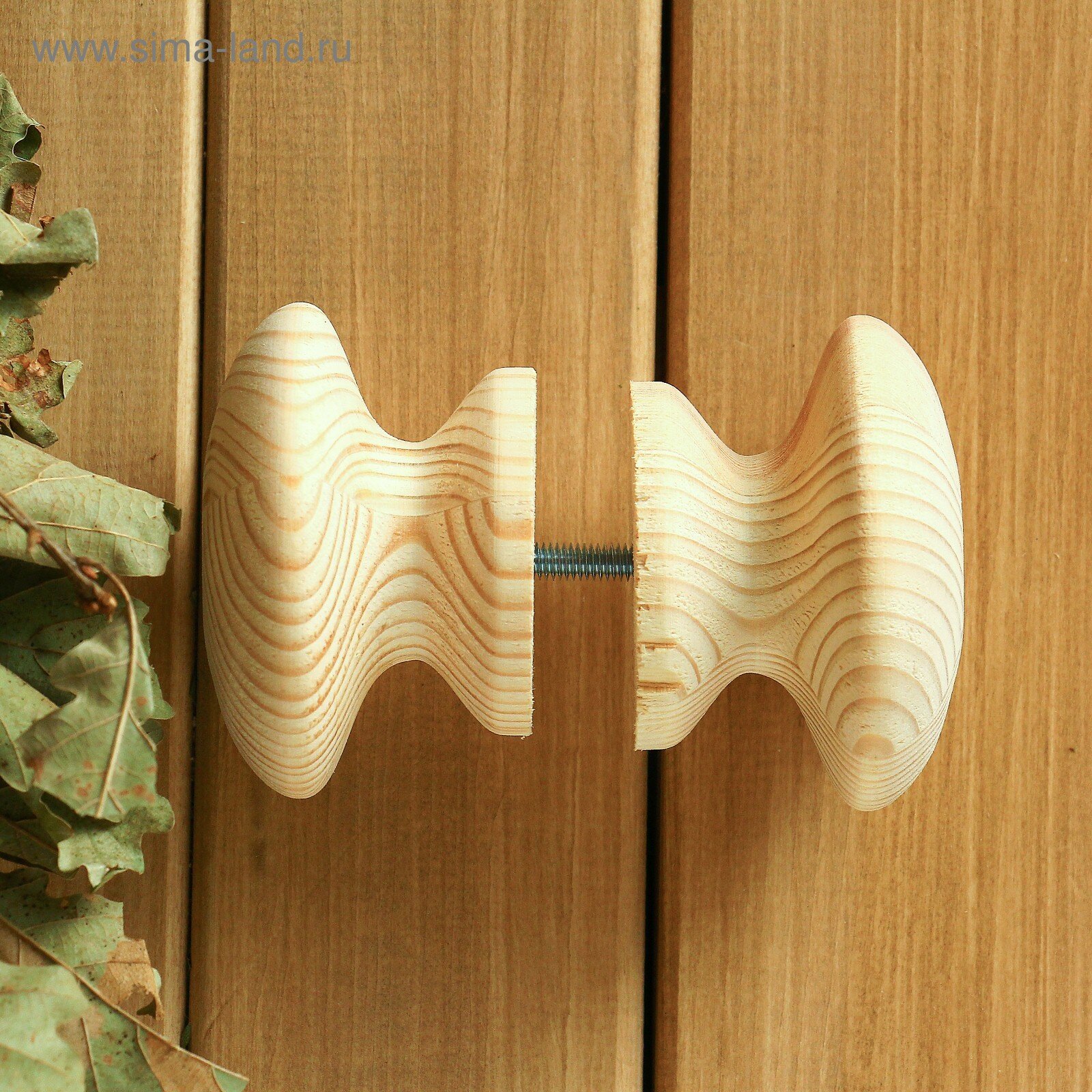 Ручка дверная «Капля», деревянная, для бани и сауны, набор 2 шт, «Добропаровъ»