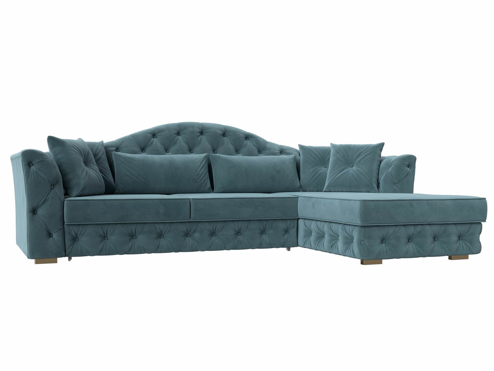 Диван угловой Артис правый угол, велюр бирюзовый