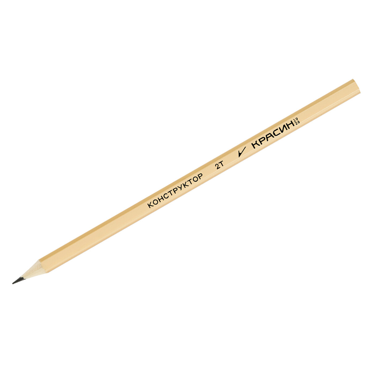 Чернографитный карандаш Красин "Конструктор", 2T, 2H, шестигранный, заточенный