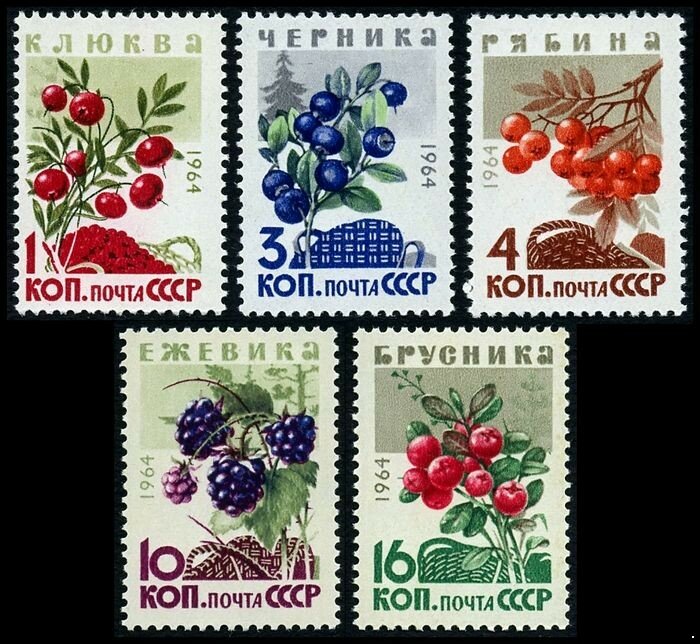 Почтовые марки СССР 1964г. "Ягоды" Флора, Фрукты MNH