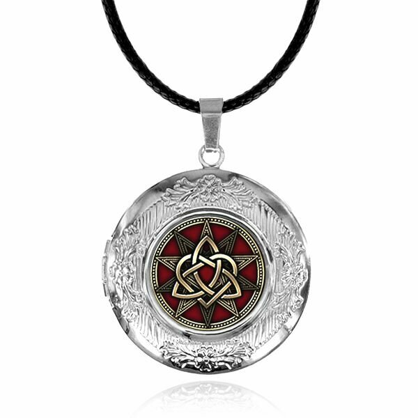 Подвеска на шею женская и мужская аромакулон с оберегом Трикветр и сердце. Защитный ароматический амулет на шнурке