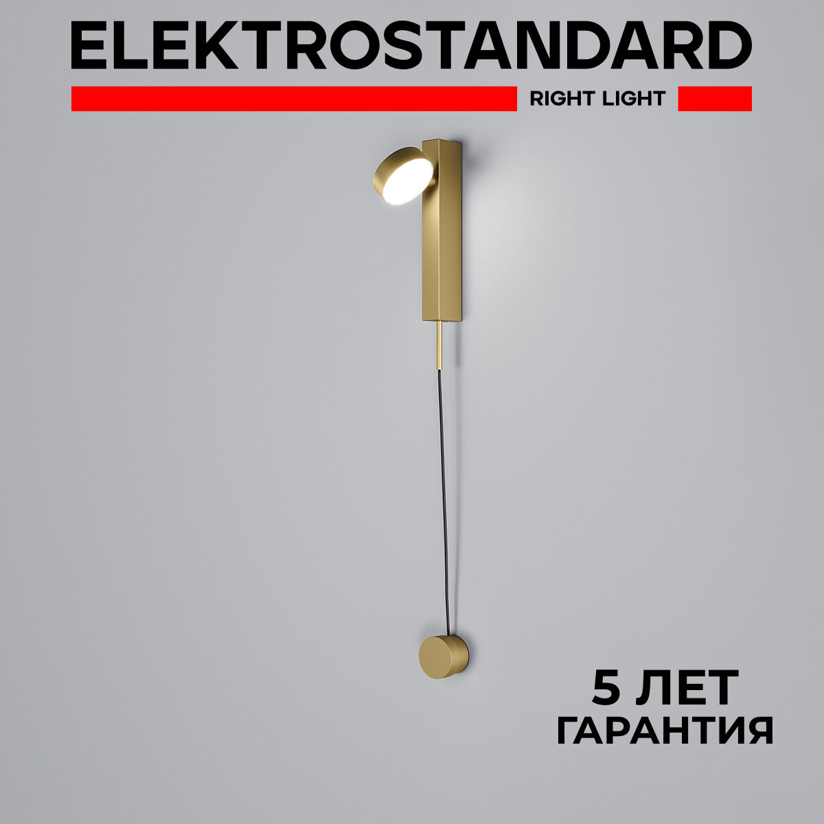 Настенный светодиодный светильник с выключателем Elektrostandard Orco 40112/LED, 10 Вт, 4000K, поворотный, цвет латунь