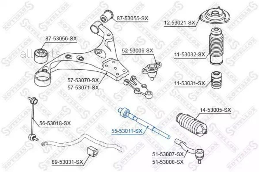 STELLOX 5553011SX тяга рулевая! с г/у\ KIA Sportage aII 04>