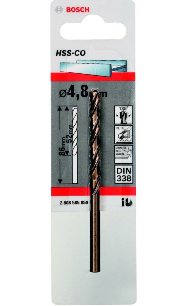 Сверло по металлу, винтовое BOSCH Standardline 2.608.585.850 4.8 x 86 мм 1 шт.