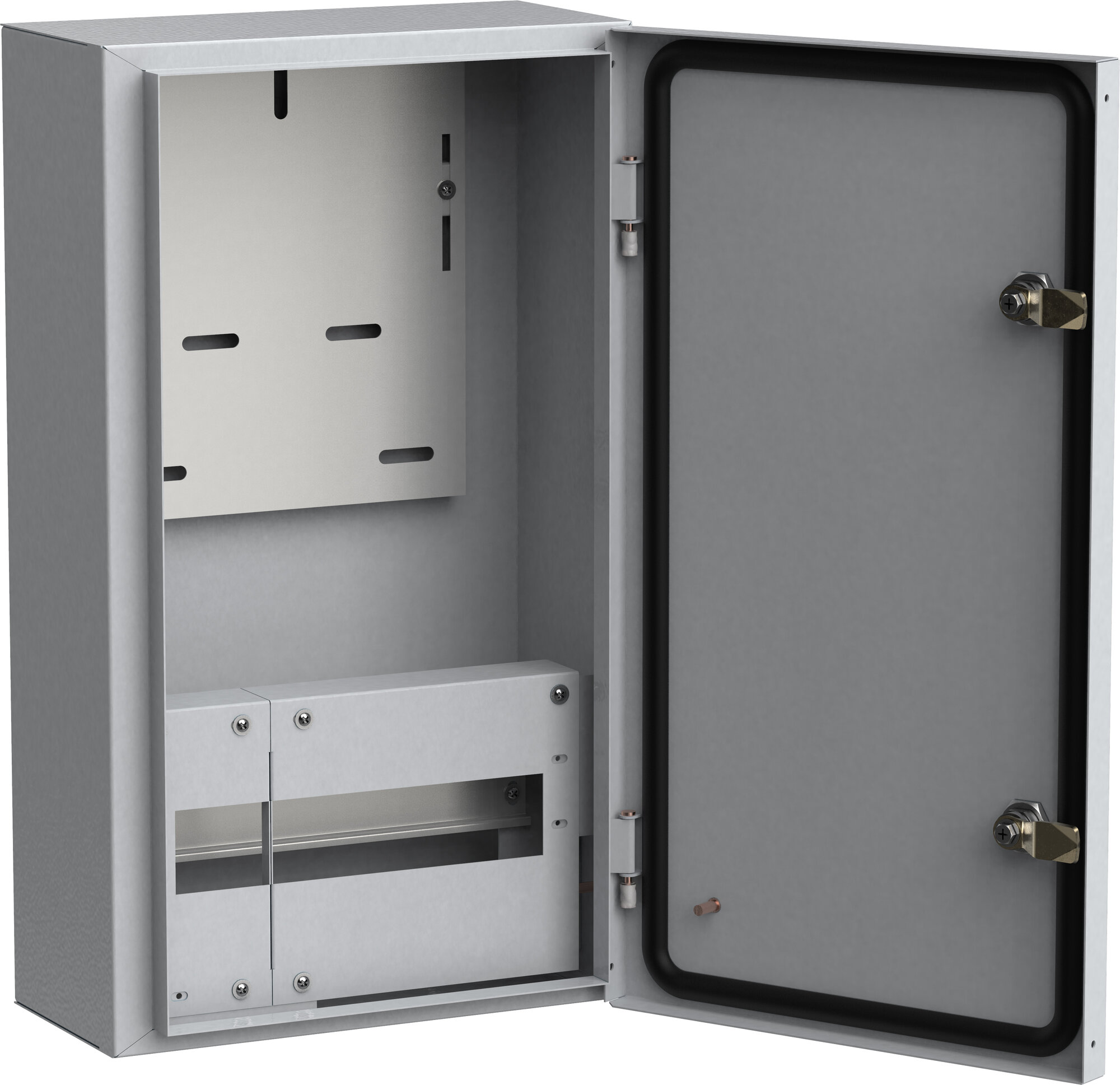 Корпус металлический щурн-3/12 iek, навесной, ip54, серый, 540x310x165мм, замок с ключом, место под счетчик