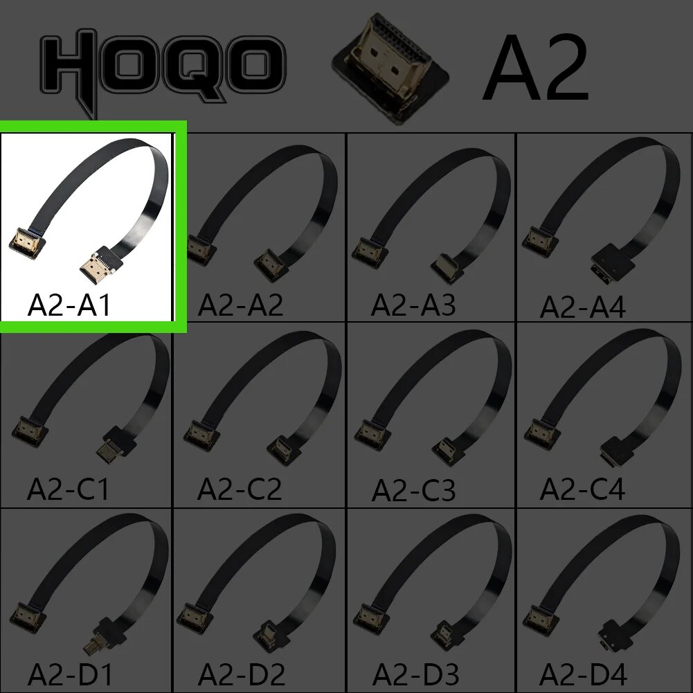 HOQO HDMI кабель плоский, 15см, A2-A1