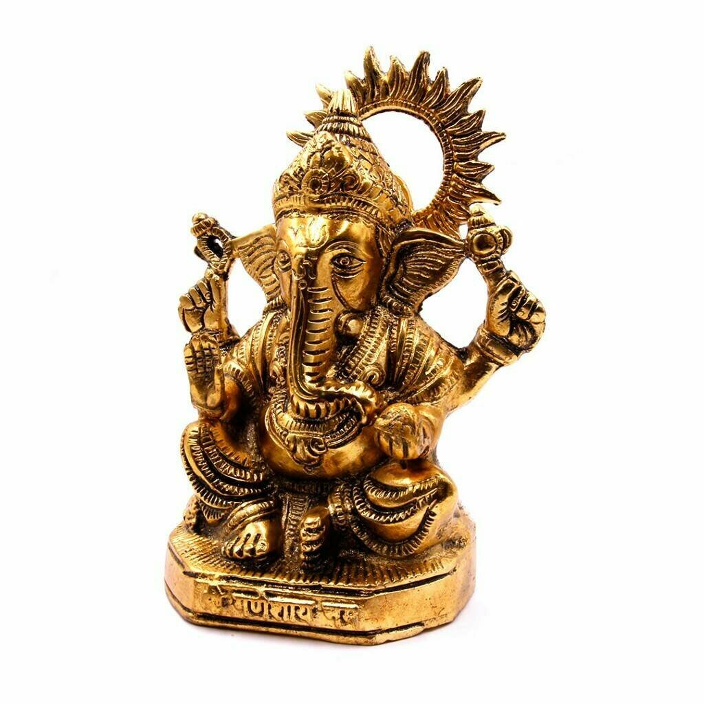 Ганеш благословляющий (под золото, силумин, 18 на 15 см.), 1 шт.