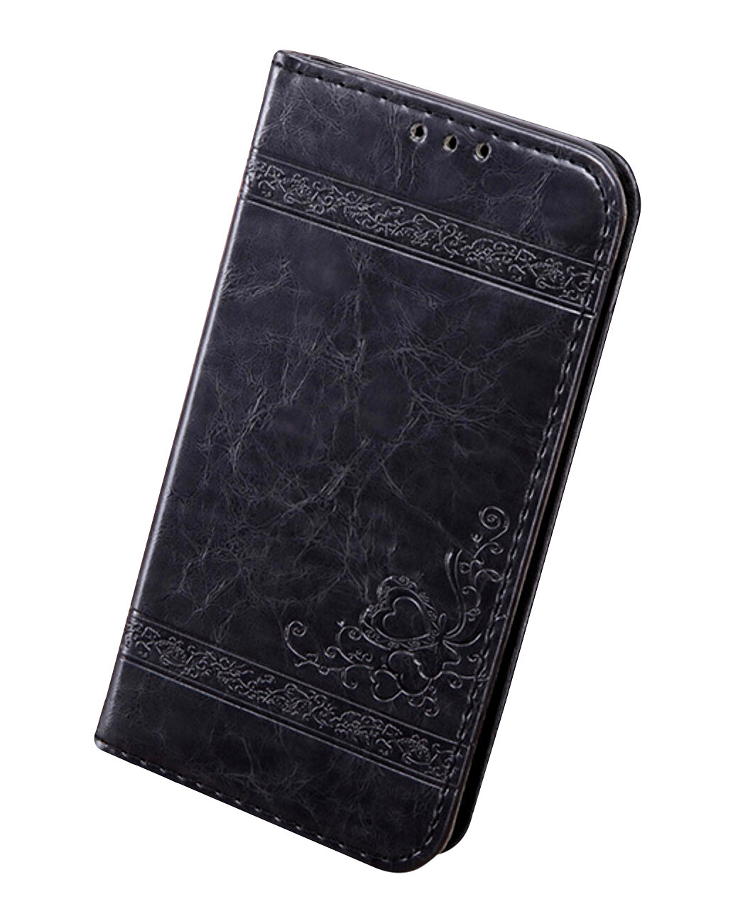 Чехол для Vsmart Joy 4 из качественной импортной кожи с тиснением тематика книга в Винтажном стиле Ретро черный