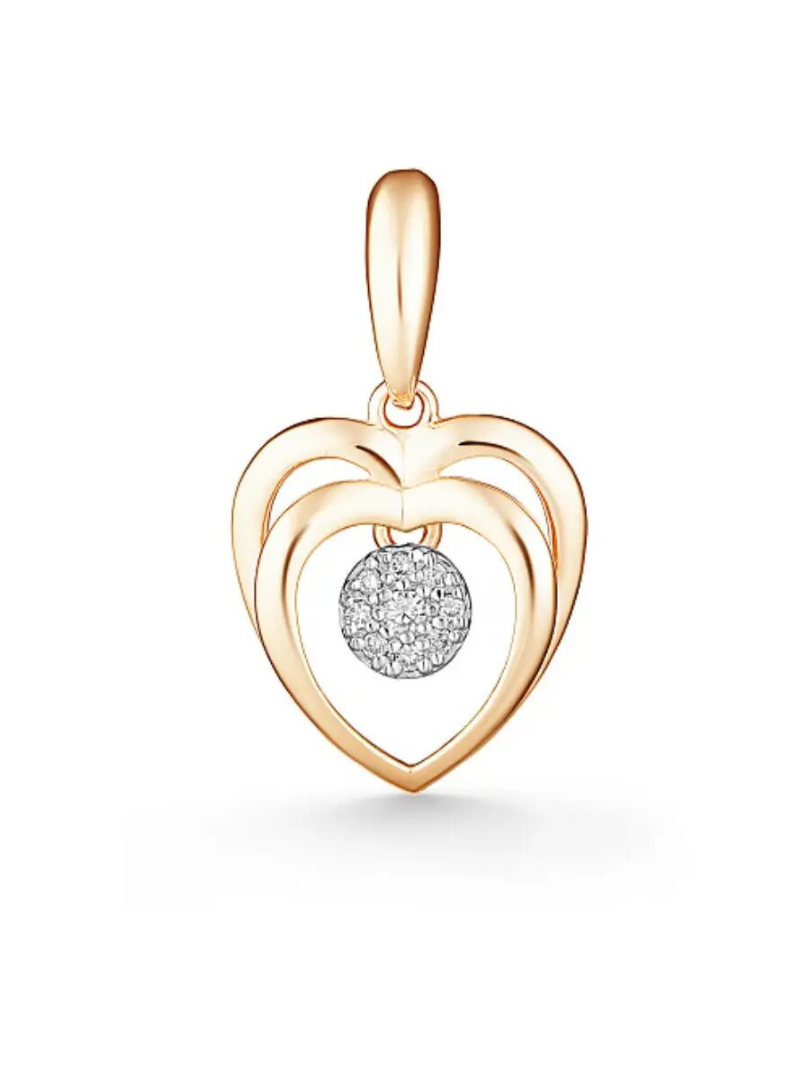 Подвеска, красное золото, 585 проба, бриллиант