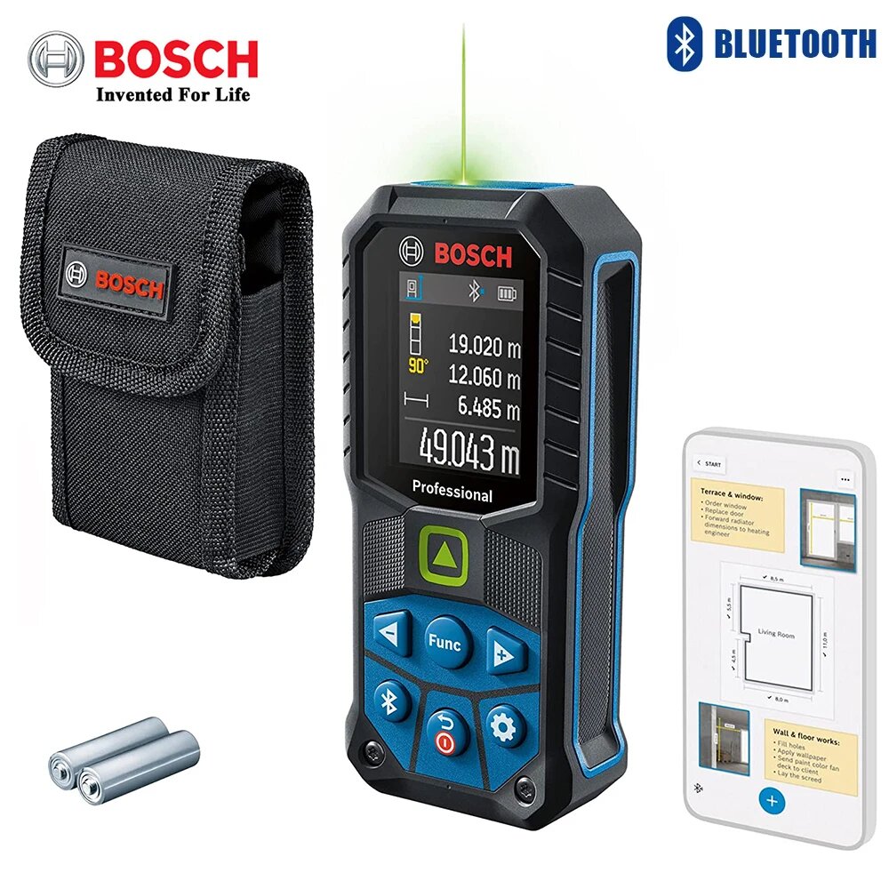 Профессиональный лазерный измерительный прибор Bosch GLM 50-27 CG 50 м, зеленый лазерный дальномер IP65, электронный измерительный прибор с Bluetooth